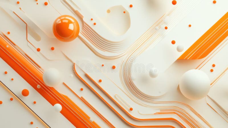 Orange Line Graphic Design on White with Minimalist Texture Mapping ...