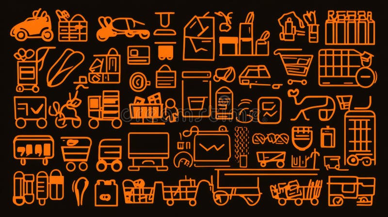 Orange Retail & Delivery Icons Stock Illustration - Illustration of ...
