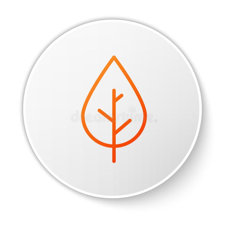 Orange Line Leaf Icon Isolated on White Background. Fresh Natural ...
