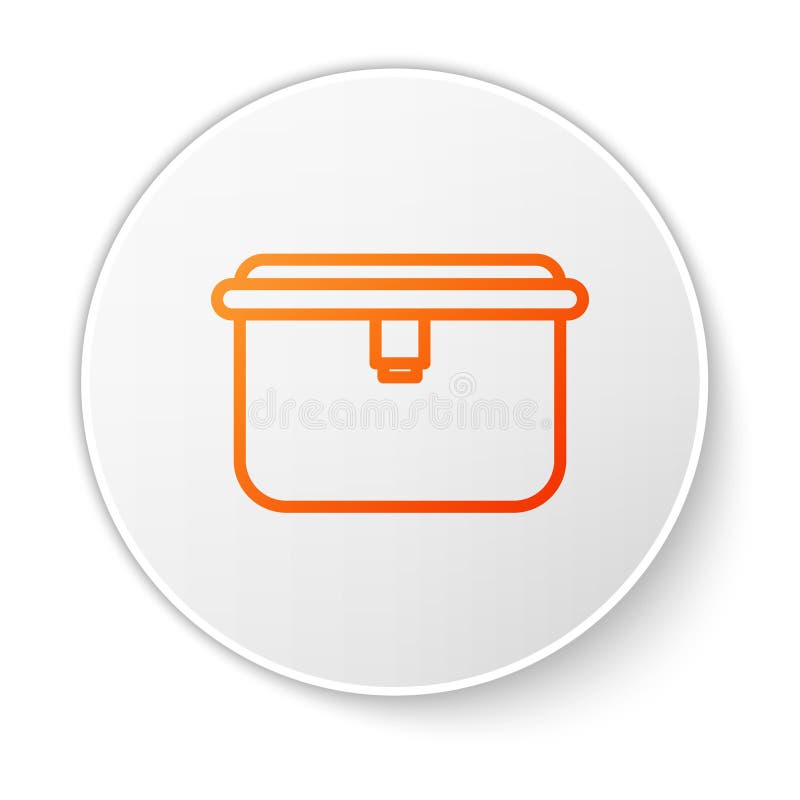 Orange Line Lunch Box Icon Isolated on White Background. White Circle ...