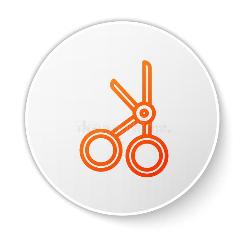 Orange Line Medical Scissors Icon Isolated on White Background. White ...
