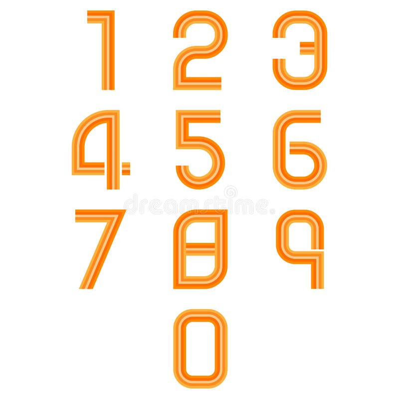 The Orange Line Number Set stock vector. Illustration of number - 81281277