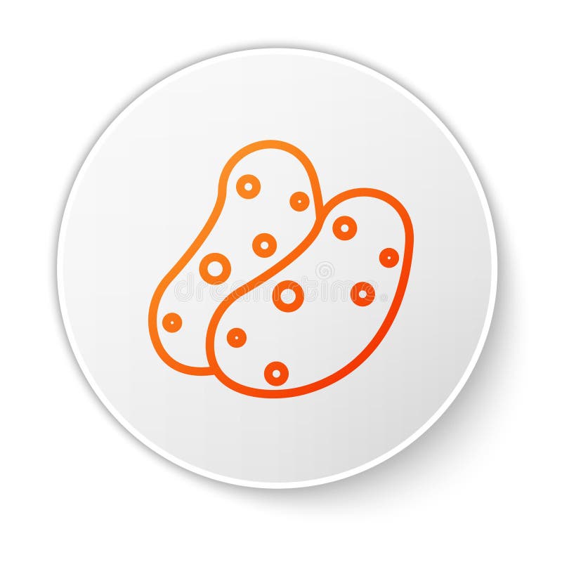 Orange Line Potato Icon Isolated on White Background. White Circle ...