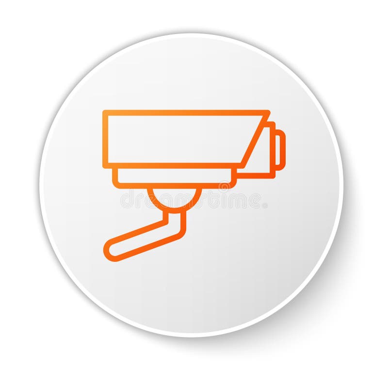 Orange Line Security Camera Icon Isolated on White Background. White ...