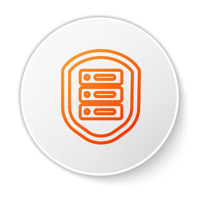 Orange Line Server with Shield Icon Isolated on White Background ...