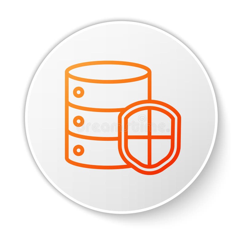Orange Line Server with Shield Icon Isolated on White Background ...