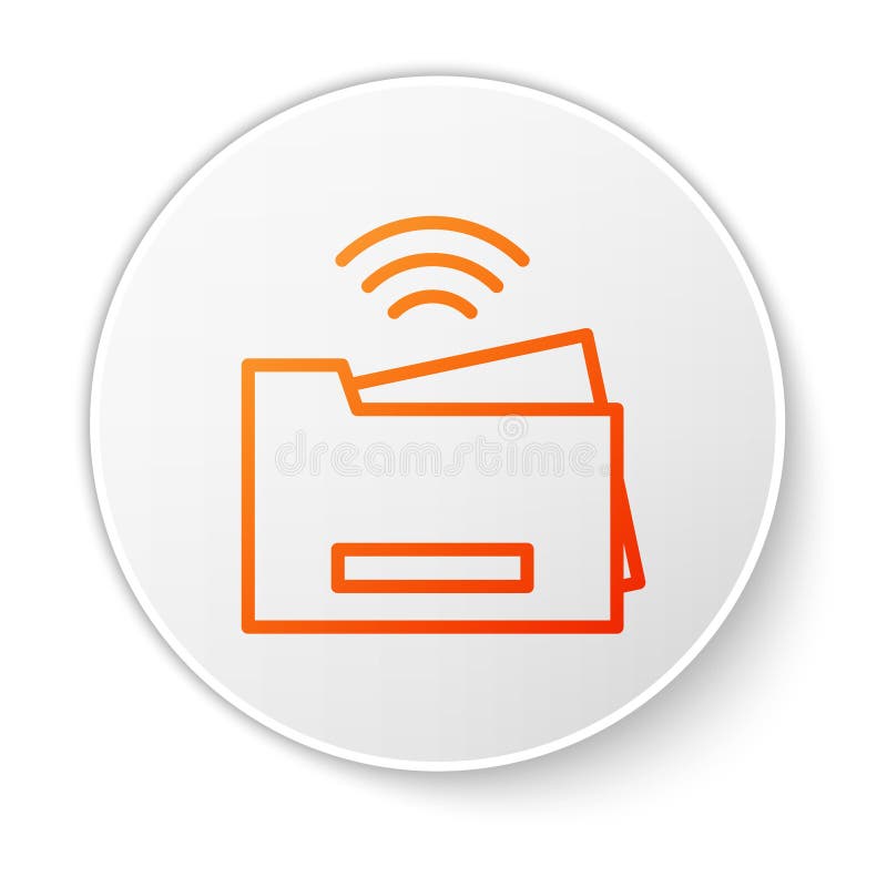 Orange Line Smart Printer System Icon Isolated on White Background ...