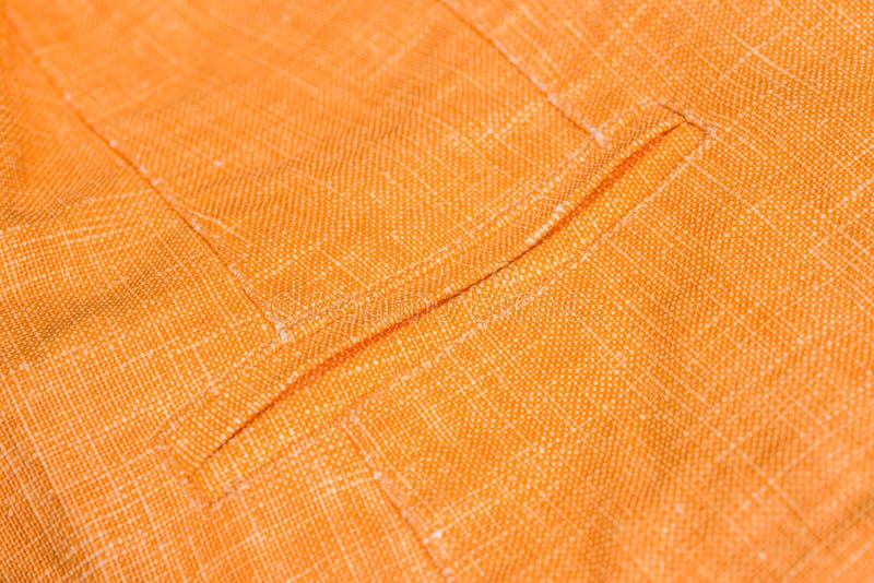 Orange Linen Textile with Pocket Stock Image - Image of light, macro ...