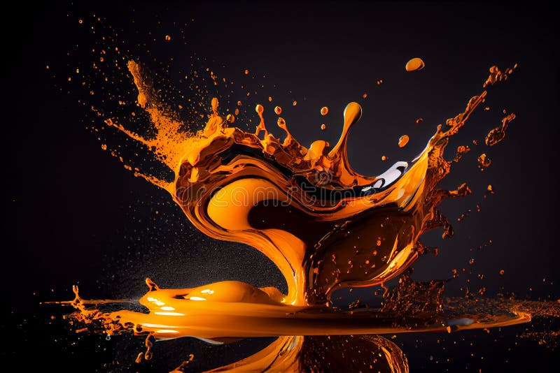 Orange Liquid Dispersion on a Black.generative Ai Stock Illustration ...