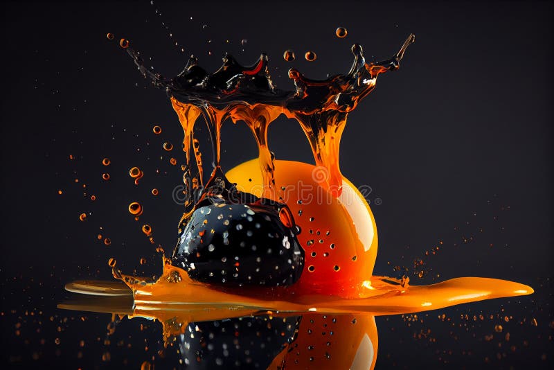 Orange Liquid Dispersion on a Black.generative Ai Stock Illustration ...