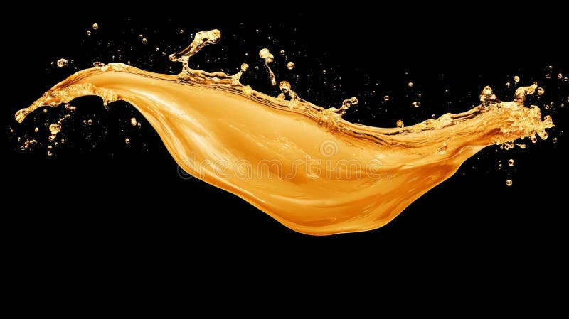 Orange Liquid Splash on Black Background Stock Illustration ...