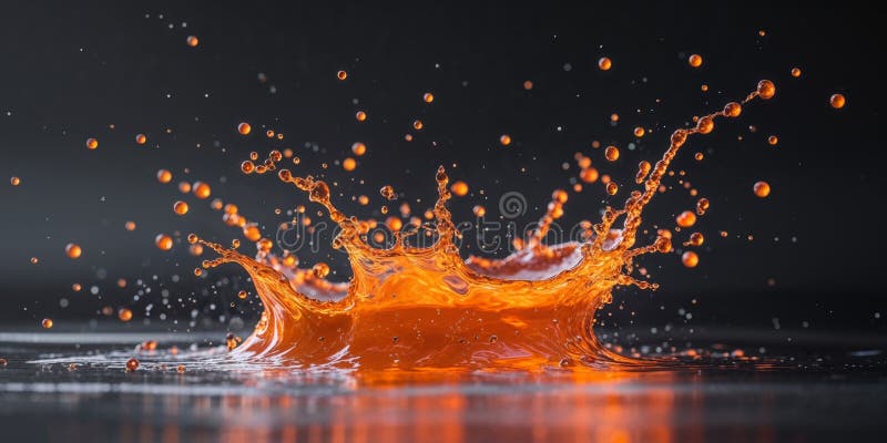 Orange Liquid Splash on Black Background. Stock Image - Image of splash ...