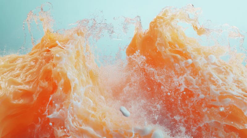 Orange Liquid Splash with Bubbles and Foam Stock Illustration ...