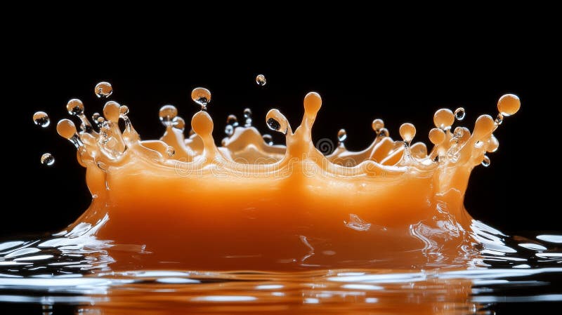 Orange Liquid Splash Crown on Black Background Stock Illustration ...