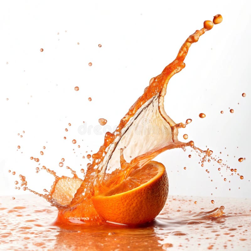 Orange liquid splash stock illustration. Illustration of water - 357585395