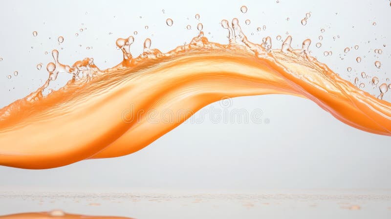 Orange Liquid Splashing, Dynamic Liquid Wave, Isolated on White ...