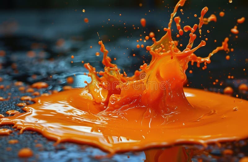 Orange Liquid Splashing Out of a Puddle Stock Illustration ...