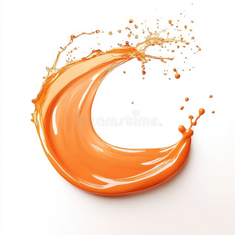 Orange Liquid Swirl Isolated on White Background, Dynamic Splash of ...