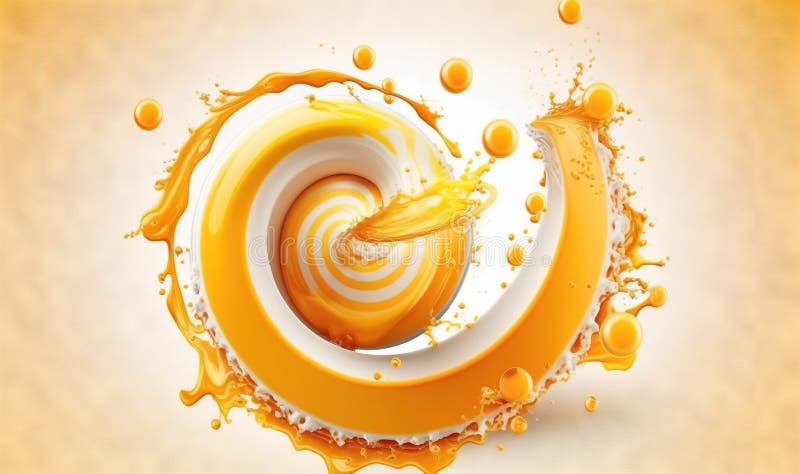 An Orange Liquid Swirls Around a White Object on a Yellow Background ...