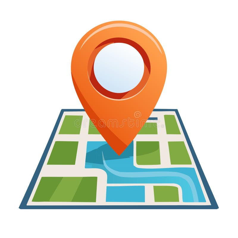 Orange Location Pin Icon on a City Street Map for Navigation and ...