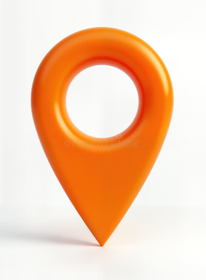 Orange Location Pin Icon on White Background. Modern Map Application ...