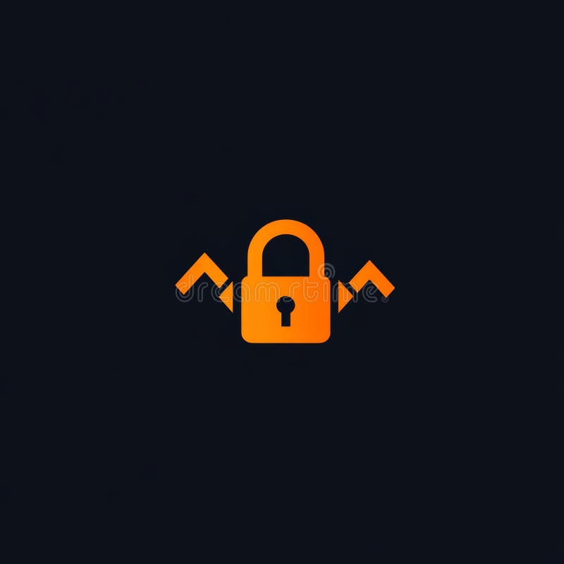 Orange Lock Icon on Black Background Stock Illustration - Illustration ...
