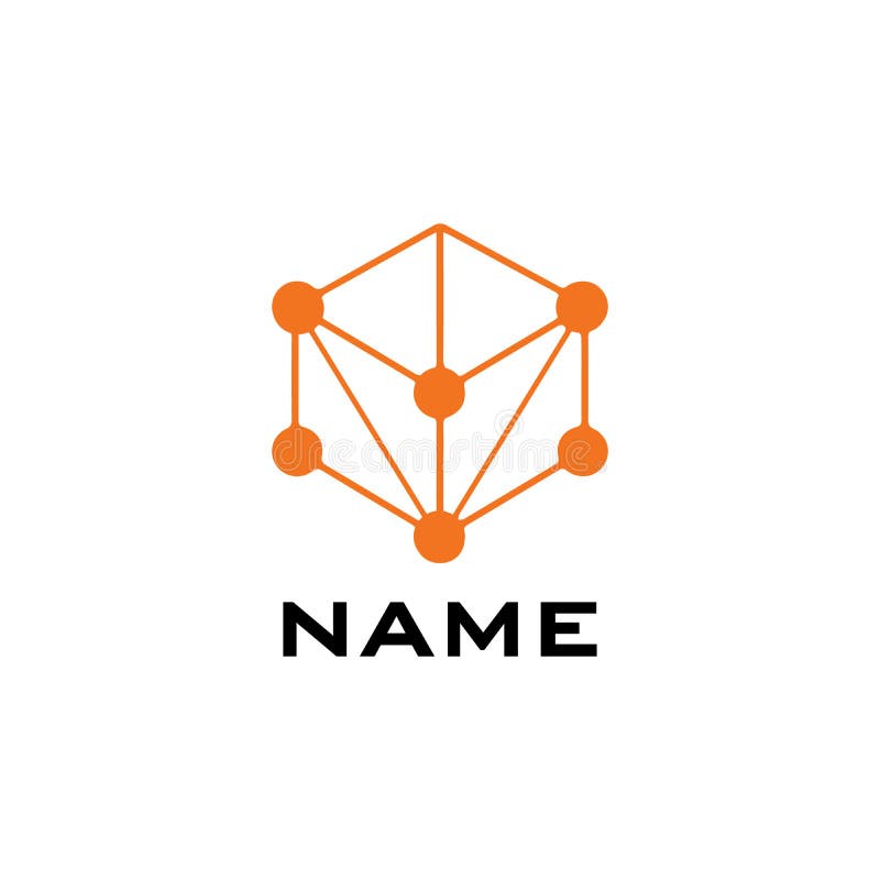 Orange Logo Points with Lines Connection Cube Minimalism Icon Brand ...