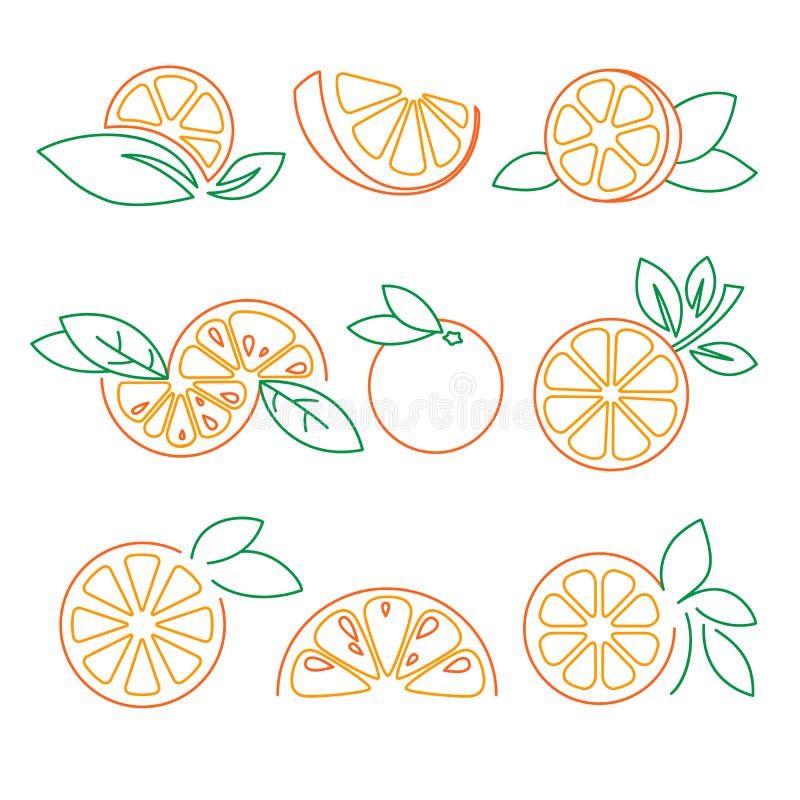 Orange logos set stock vector. Illustration of logos - 128804354