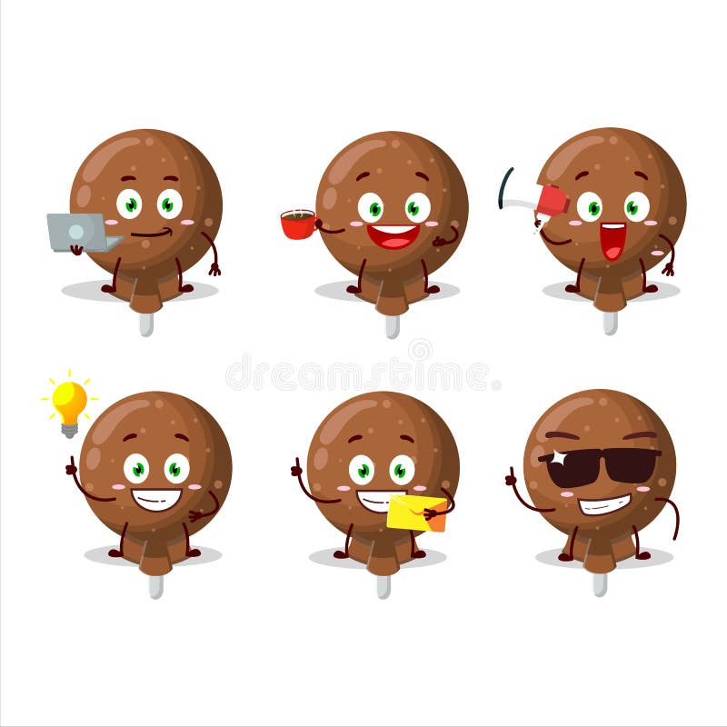 Orange Lolipop Wrapped Cartoon Character with Various Types of Business ... Orange Lolipop Wrapped Cartoon Character with Various Types of Business ...