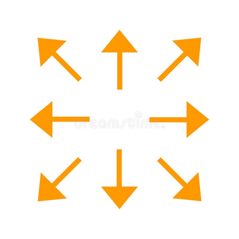 8/eight Orange Arrows in Circle with Different Directions Stock Vector ...