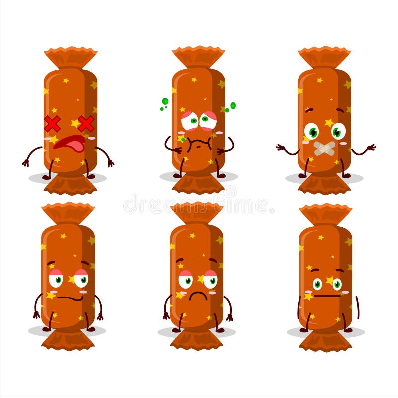 Orange Long Candy Package Cartoon Character with Nope Expression Stock ...