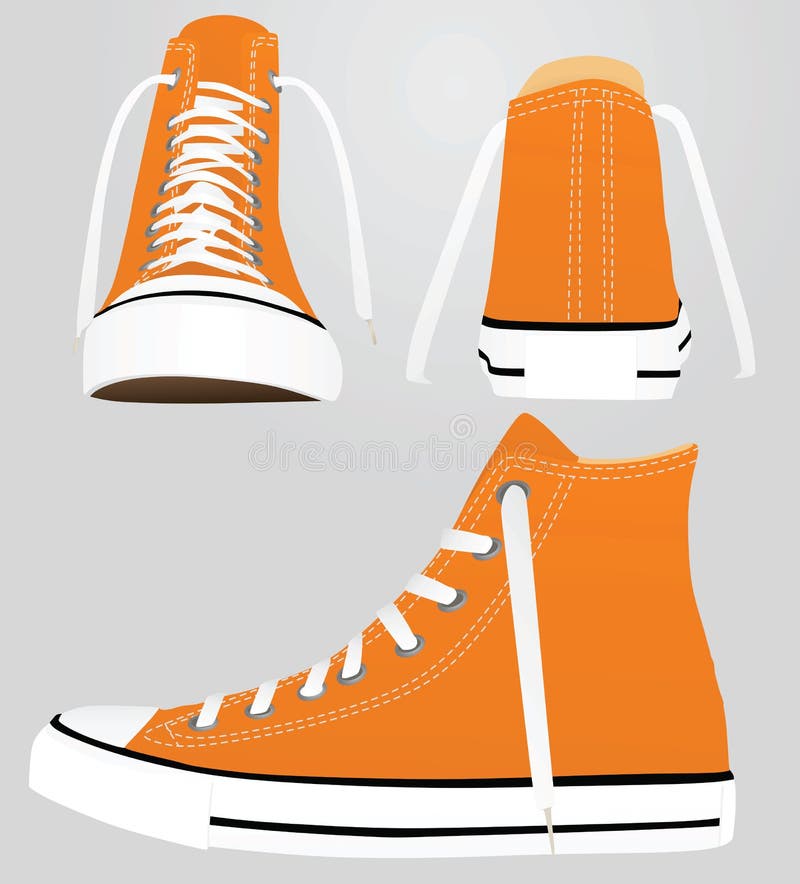 Orange long canvas shoe stock vector. Illustration of orange - 156066555