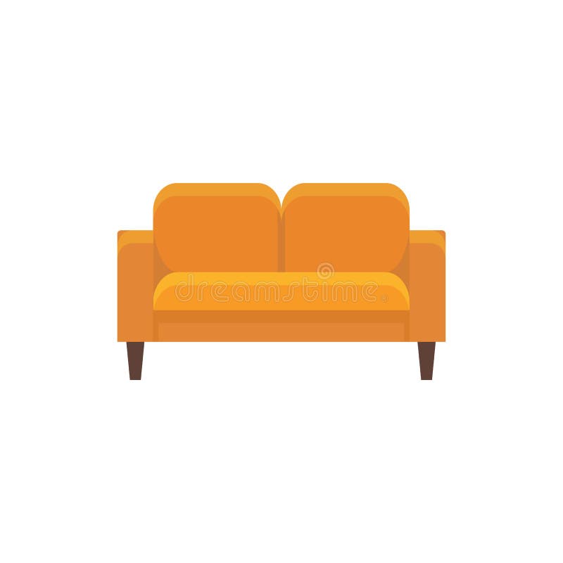 Orange Loveseat. Vector Illustration. Flat Icon of Double Sofa. Stock ...