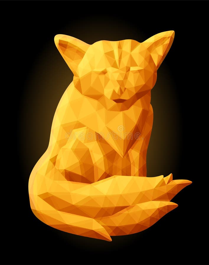 Orange Low Poly Illustration with Fox Silhouette Stock Vector ...