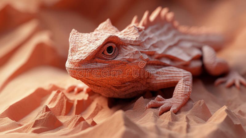 Orange Low Poly Lizard in Desert Sand Stock Illustration - Illustration ...