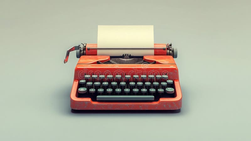 Orange Low Poly Vintage Typewriter with Blank Paper Roll AI-generated ...
