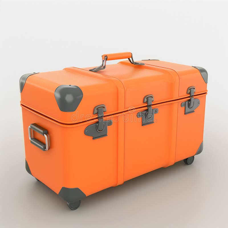 Orange Luggage on White Floor Stock Illustration - Illustration of ...