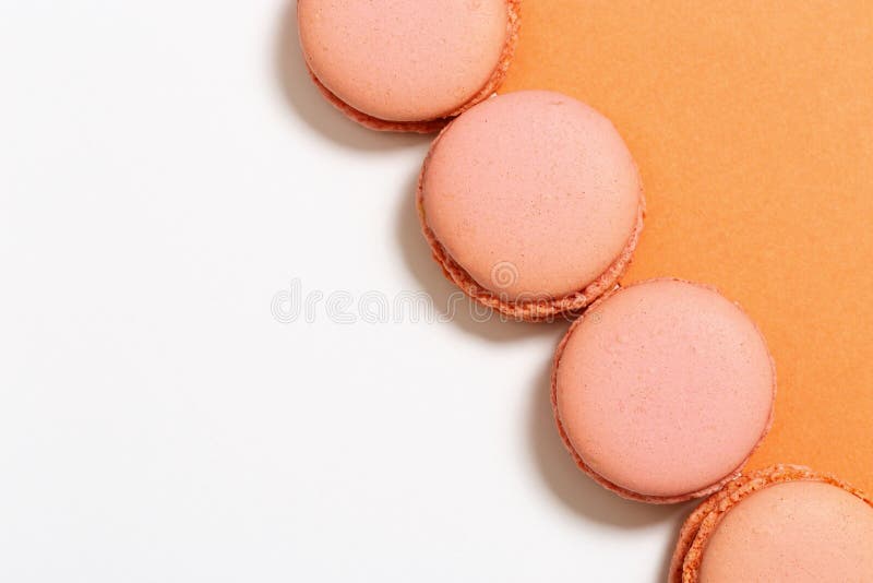 Orange Macaroons Close Up. Pastel Colors Stock Photo - Image of flat ...
