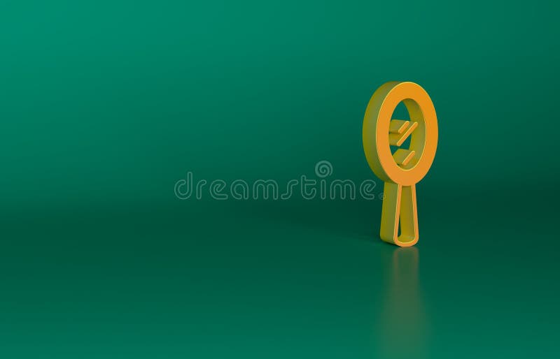 Orange Magic Hand Mirror Icon Isolated on Green Background. Minimalism ...