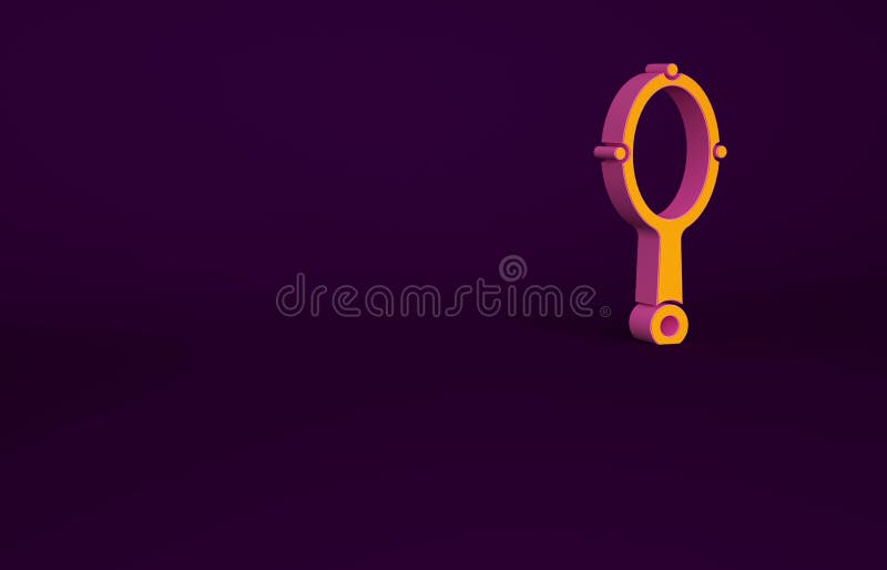 Orange Magic Hand Mirror Icon Isolated on Purple Background. Minimalism ...