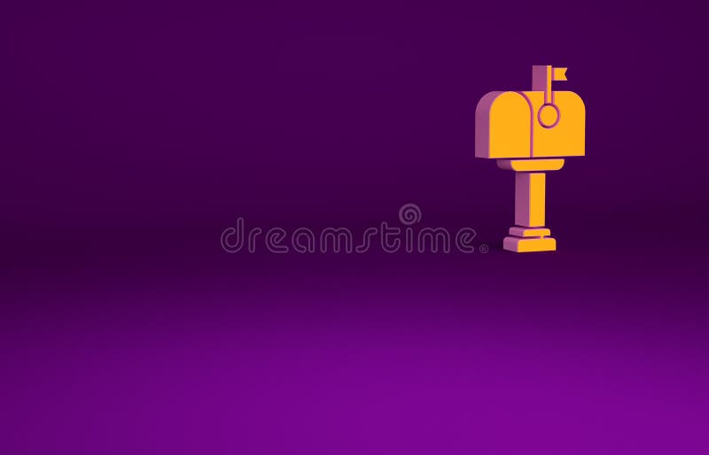 Orange Mail Box Icon Isolated on Purple Background. Mailbox Icon. Mail ...