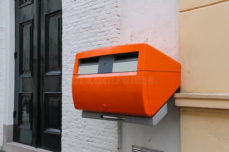 Orange Mailbox stock photo. Image of correspondance, office - 57553106