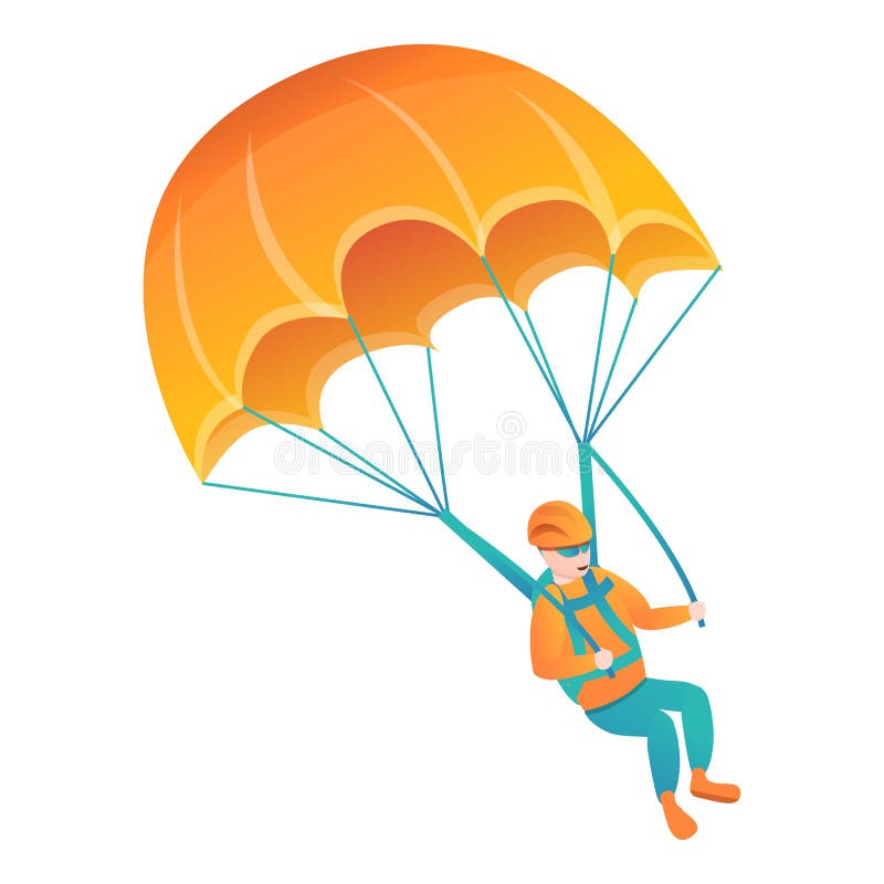 Orange Man Parachute Icon, Cartoon Style Stock Vector - Illustration of ...