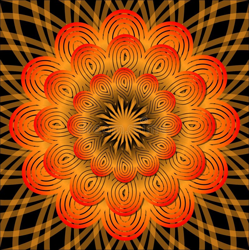 Orange Mandala for Energy Obtaining, Meditation Element Stock Vector ...