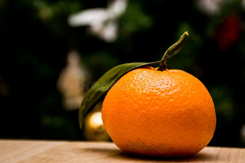 Orange Mandarin on Christmas Tree Background Stock Image - Image of ...