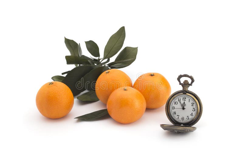 Orange Mandarin Orange, Old Clock Stock Photo - Image of antique ...