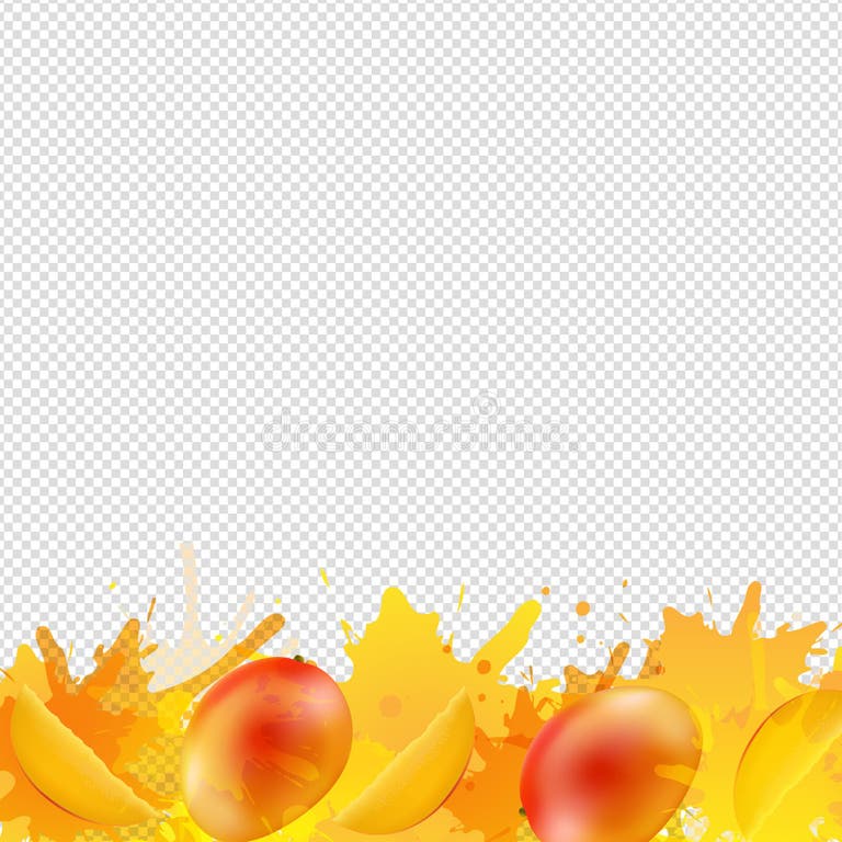 Orange Mango Border with Paint Transparent Background Stock Vector ...