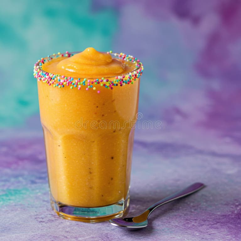 Orange Mango Smoothie with Rainbow Sprinkles Stock Illustration ...