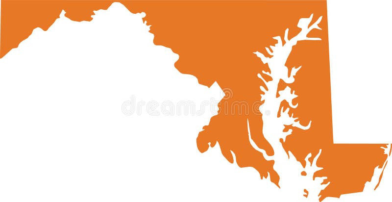 Orange Map of Maryland Old Line State Stock Vector - Illustration of ...