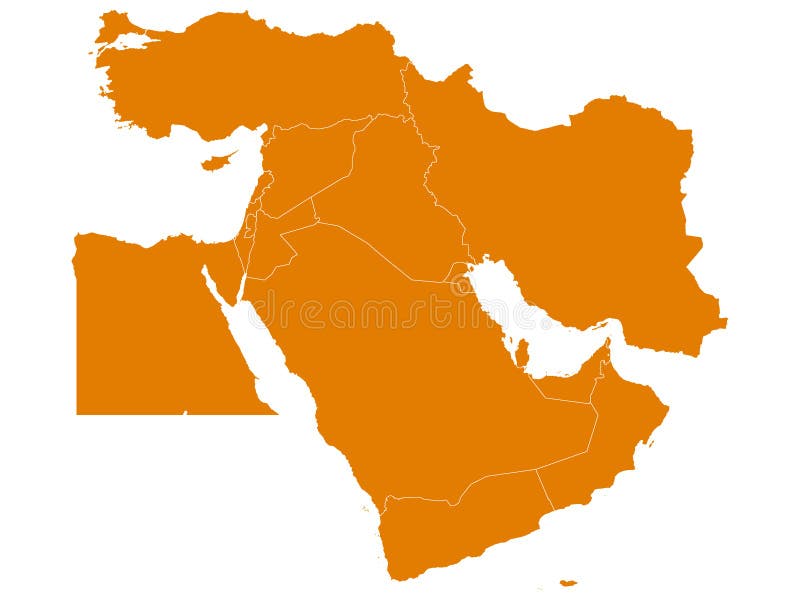 Orange map of Middle East stock vector. Illustration of iraq - 167506554